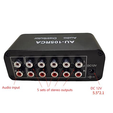 Generic Stereo Audio Mixer 1 Input 5 Output Multi Channel Audio Source Distributor RCA Interface
