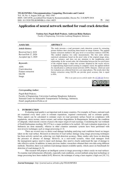 Application Of Neural Network Method For Road Crack Detection