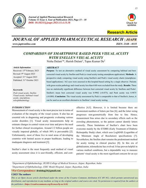 Pdf Comparison Of Smartphone Based Peek Visual Acuity With Snellen Visual Acuity