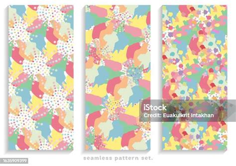 파스텔 색상의 원활한 패턴 기본 모양의 트렌디한 질감 디자인 벽지 인쇄 세트입니다 0명에 대한 스톡 벡터 아트 및 기타 이미지 0명 고립 색상 귀여운 Istock