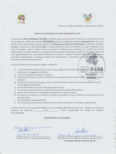 Carta De Exoneracion Pdf