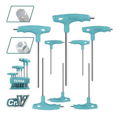 სულ 8 ცალი T სახელური ბურთულიანი ექვსკუთხა გასაღების ნაკრები Total Thhw80826