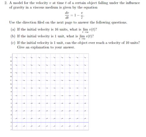 Solved A Model For The Velocity V At Time T Of A Certain Chegg Com