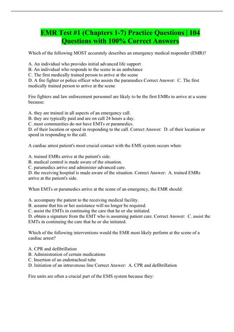 EMR Tests Compilation Bundle Stuvia US EMR Tests Compilation Bundle Stuvia US