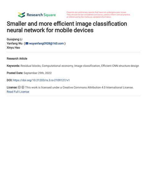 Pdf Smaller And More Efficient Image Classification Neural Network For Mobile Devices