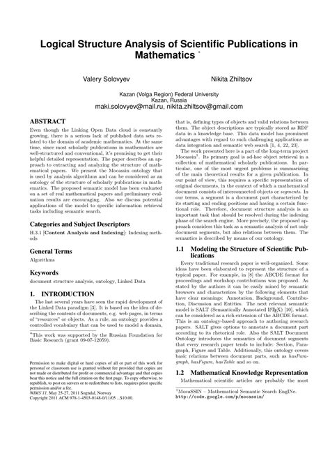 Pdf Logical Structure Analysis Of Scientific Publications In Mathematics