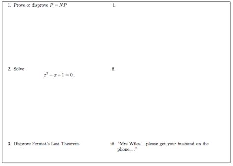 vertical alignment two columns one column for questions the other