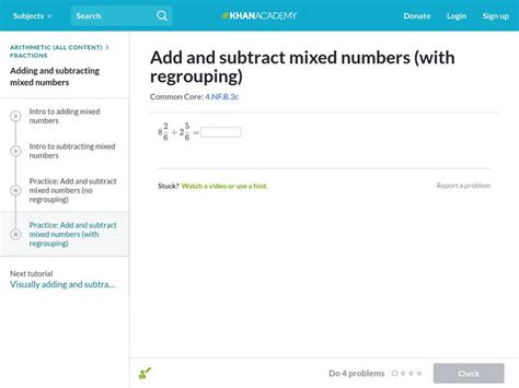 Khan Academy Add And Subtract Mixed Numbers 2 With Regrouping Unit Plan For 3rd 5th Grade