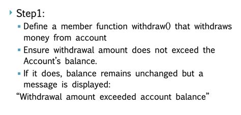 Solved Step1 Define A Member Function Withdraw That
