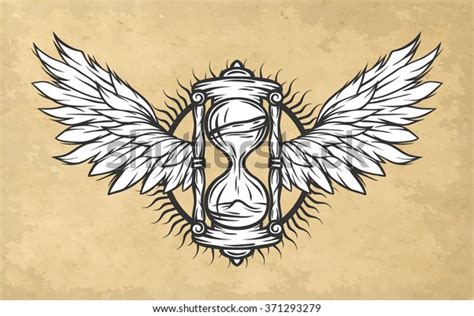 Hourglass Wings Sign Symbol Vintage Illustration Stock Vector Royalty Free 371293279