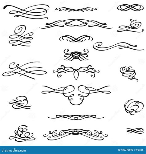 Vintage Calligraphic Design Elements Decors And Dividers Old Vignettes Decorative Ornamental