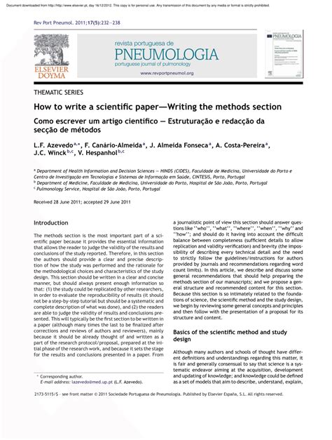 Pdf How To Write A Scientific Paper Writing The Methods Section