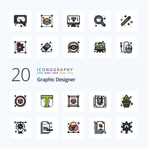 20 Graphic Designer Line Filled Color Icon Pack Like Potted Plant Gardening Cube Design