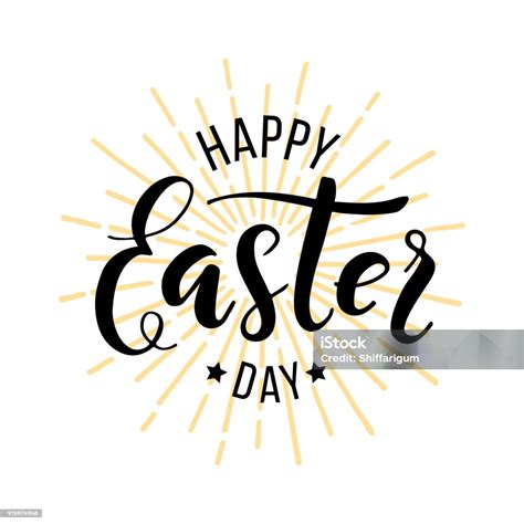 행복 한 부활절 날입니다 인사말 카드에 대 한 그려진된 글자를 손 흰색 배경에서 벡터 일러스트 레이 션 가리기에 대한 스톡 벡터 아트 및 기타 이미지 Istock