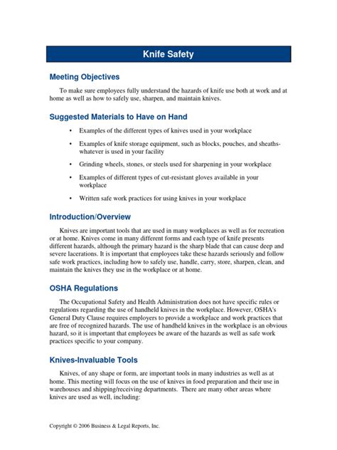 Knife Safety Pdf