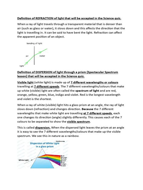 Refraction And Dispersion Of Light Explained Pdf