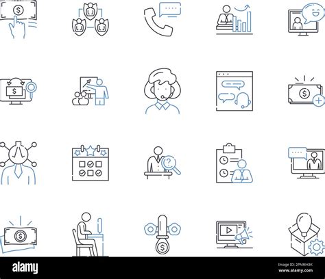 Organizational Labor Line Icons Collection Efficiency Productivity