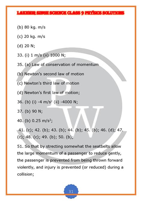 Lakhmir Singh Physics Class 9 Chapter 2 Force And Laws Of Motion Solutions Pw