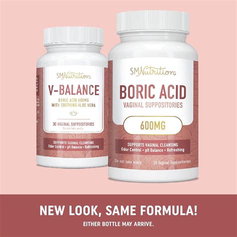 Boric Acid Suppositories For Women 600mg Ph Balance Vaginal Odor
