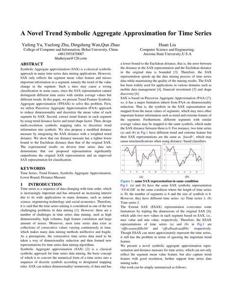 Pdf A Novel Trend Symbolic Aggregate Approximation For Time Series
