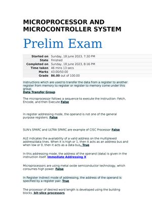 Computingfundamentalmidtermquiz 1 Microprocessors And Microcontroller