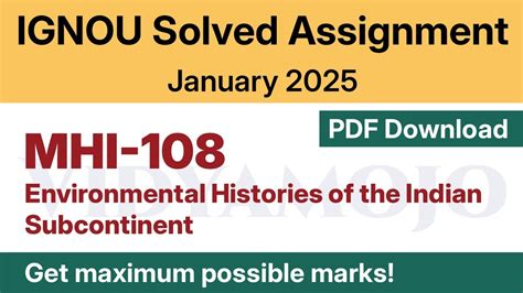 Ignou Mhi 108 Solved Assignment 2025 Pdf Download English Medium Ignou Ma Historymahi Youtube