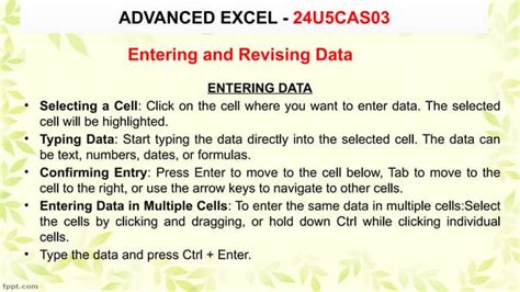 entering data and revising data in excel pptx