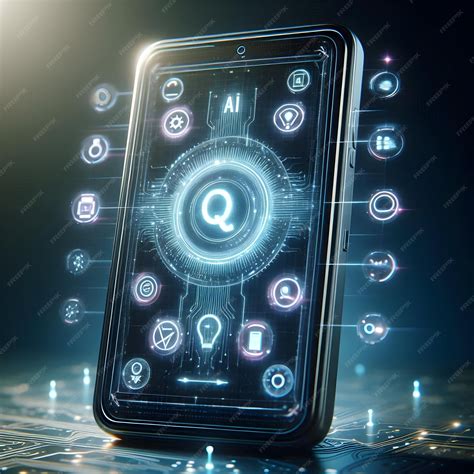 Mobile Phone With Holographic Ai And Robot Icons On White Background