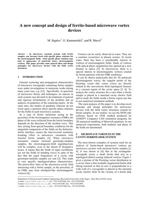 Pdf A New Concept And Design Of Ferrite Based Microwave Vortex Devices