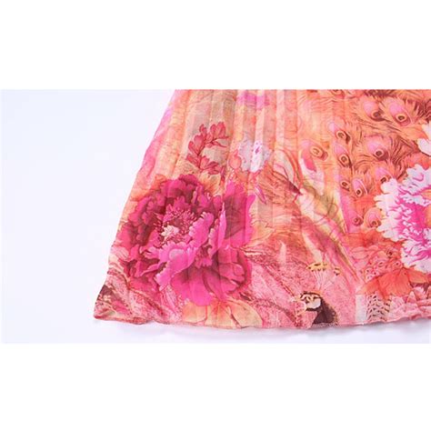 Plus Size Women Floral Print Party Casual Chiffon Pleated Maxi Dress