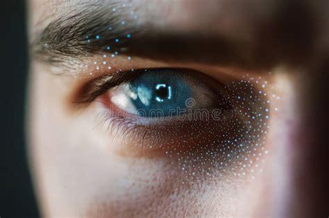 Man Face Scanned With Facial Recognition System Stock Image Image Of