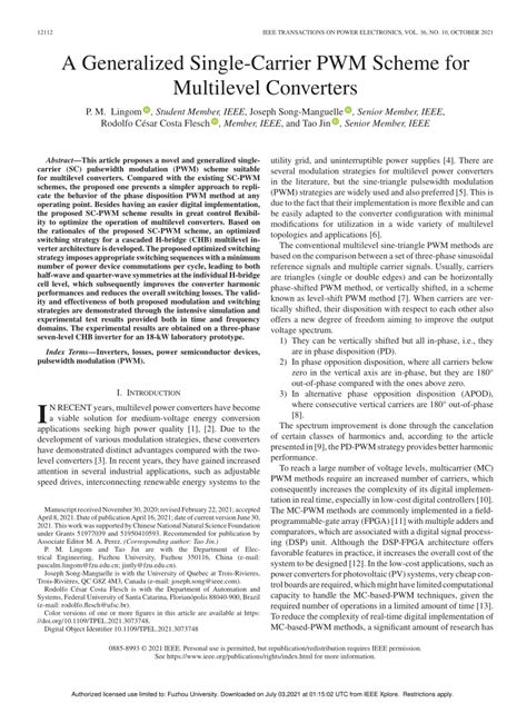 Pdf A Generalized Single Carrier Pwm Scheme For Multilevel Converters