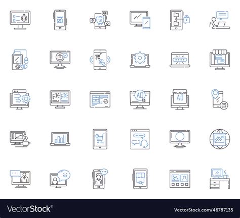 Web Promotion Line Icons Collection Seo Sem Ppc Vector Image