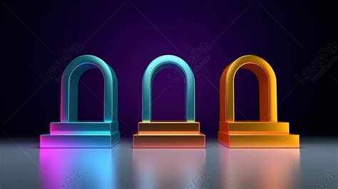 3d 렌더링된 3단계 아치 연단화장품 자동차 및 전자 제품 전시용 생생한 금속 마감 처리 화장 배경 연단 배경 자동 배경 이미지 Hd 화장 연단 자동 배경