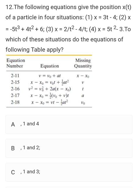 solved 12 the following equations give the position x t of