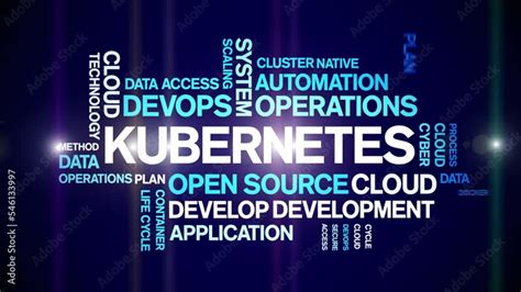 Kubernetes Animated Tag Word Cloud Text Design Animation Kinetic Typography Seamless Loop Stock