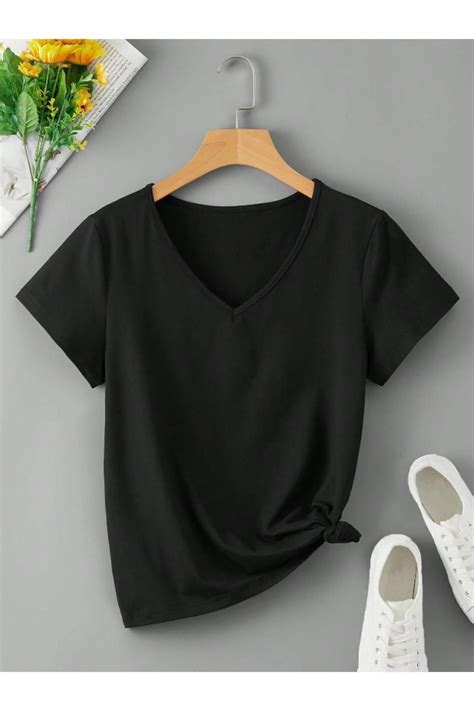 Rascha Kadın Siyah V Yaka Regular T Shirt Fiyatı Yorumları