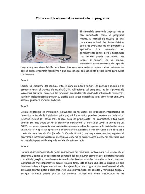 cómo escribir el manual de usuario de un programa descargar gratis