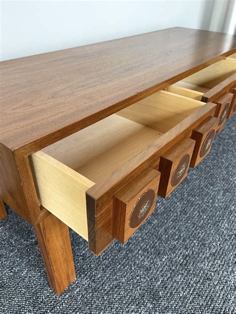 Swedish Wood Cube Enamel Low Console By Lars Göran Nilsson For Glass And Wood 1960s For Sale At