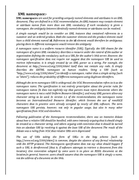 Xml Namespace Xml Namespace Xml Namespaces Are Used For Providing Uniquely Named Elements