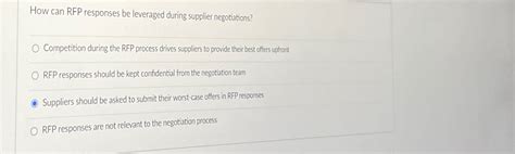 Solved How Can Rfp Responses Be Leveraged During Supplier