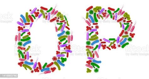 알파벳 O P는 흰색 배경에 고립 된 박테리아 박테리아 글꼴로 만들어졌습니다 3d 알파벳 3d 그림 과학에 대한 스톡 사진 및 기타 이미지 Istock