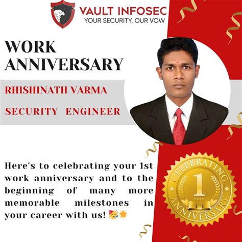 Vault Infosec On Linkedin Today Marks A Special Milestone As We Celebrate Rhishinathvarma…