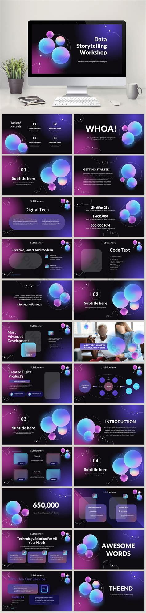 Data Storytelling Workshop Presentation Blue PowerPoint PPTX Template Free Download Pikbest