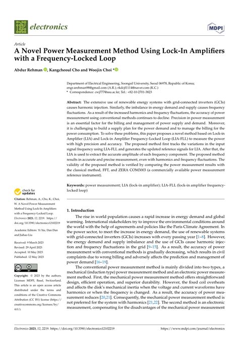 Pdf A Novel Power Measurement Method Using Lock In Amplifiers With A Frequency Locked Loop