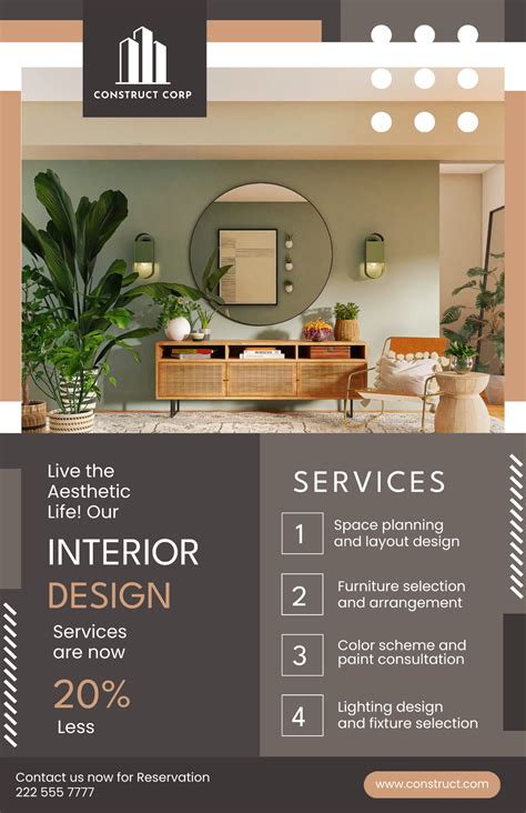 Construction Interior Design Poster Template Edit Online And Download Example