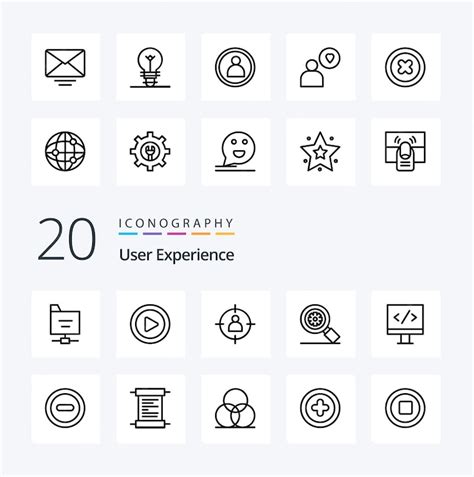Premium Vector 20 User Experience Line Icon Pack Like Gear Research Target