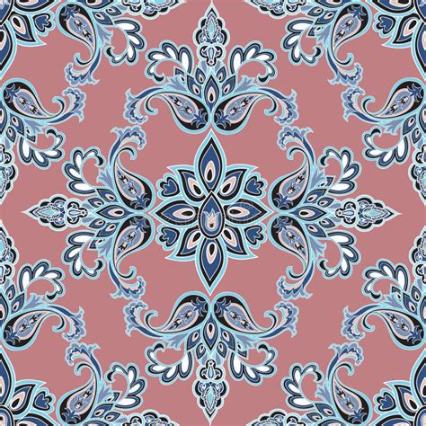 Oriental Floral Seamless Pattern Flower Geometric Ornamental Ba Stock