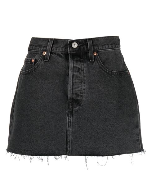Levis Rock Mit Logo Schwarz Farfetch De Short Black Denim Skirt