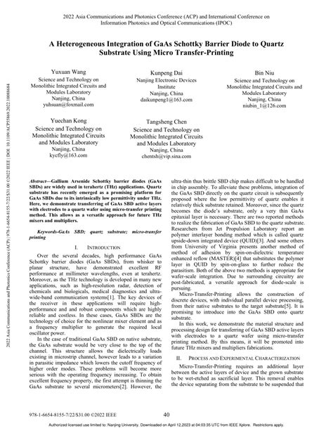 Pdf A Heterogeneous Integration Of Gaas Schottky Barrier Diode To